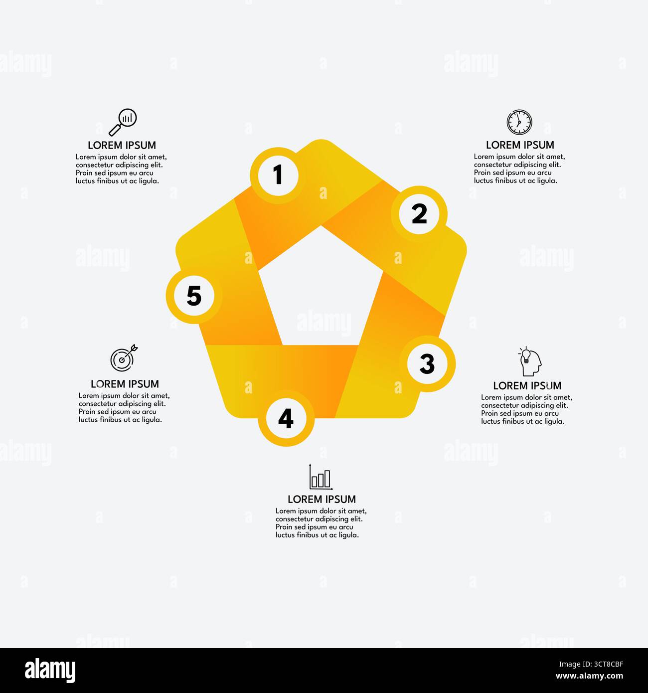 yellow pentagon diagram, five steps infographic - vector illustration ...