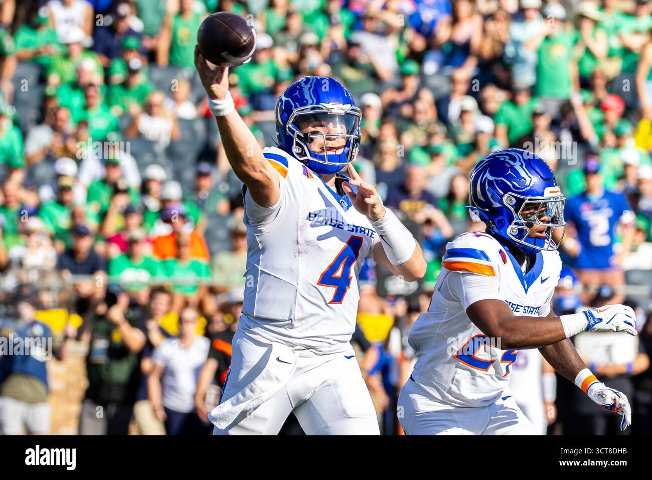 October 04, 2025: Boise State quarterback Maddux Madsen (4) passes the ...