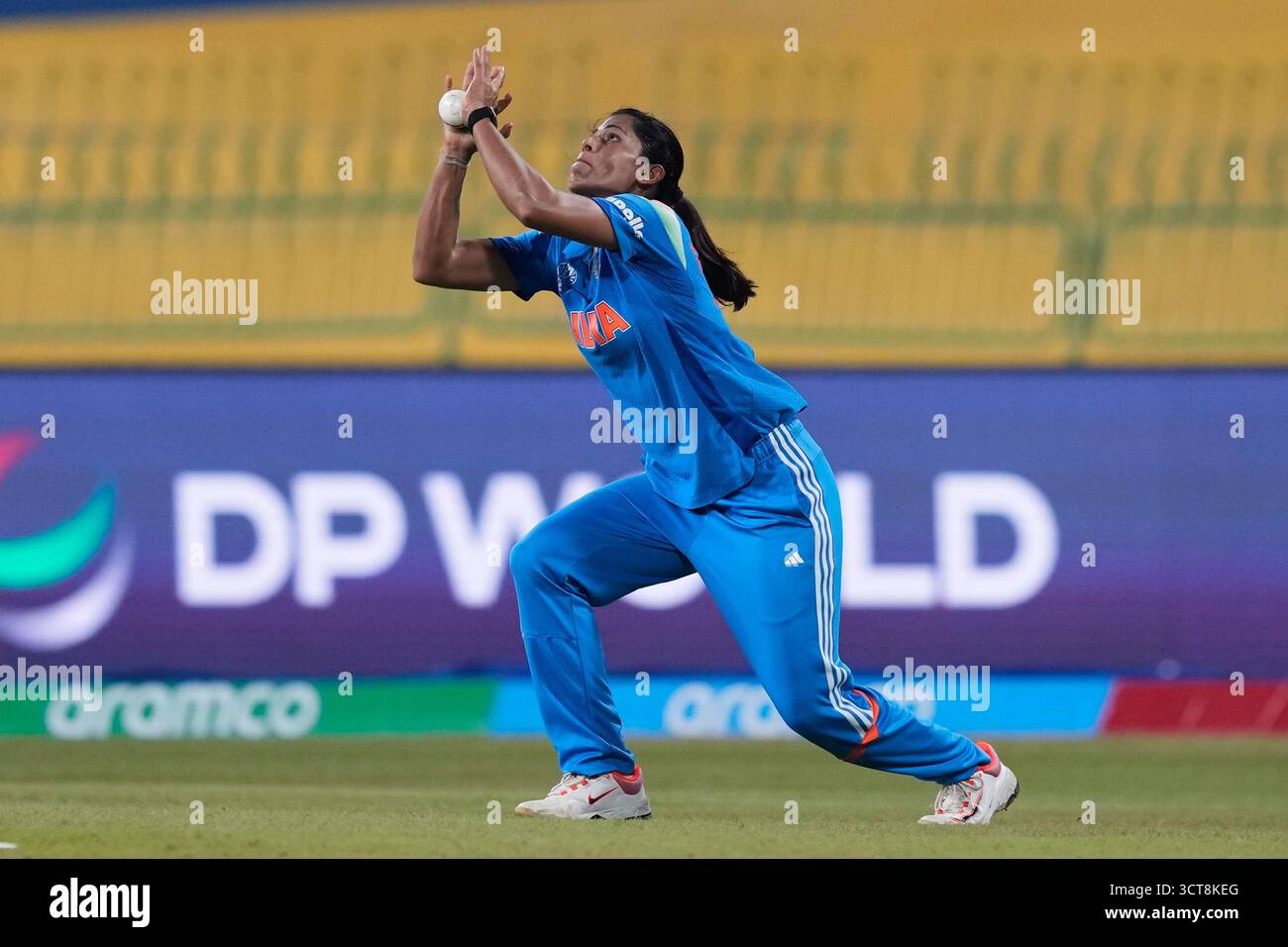India's RP Yadav takes the catch to get Pakistan's Natalia Parvaiz ...