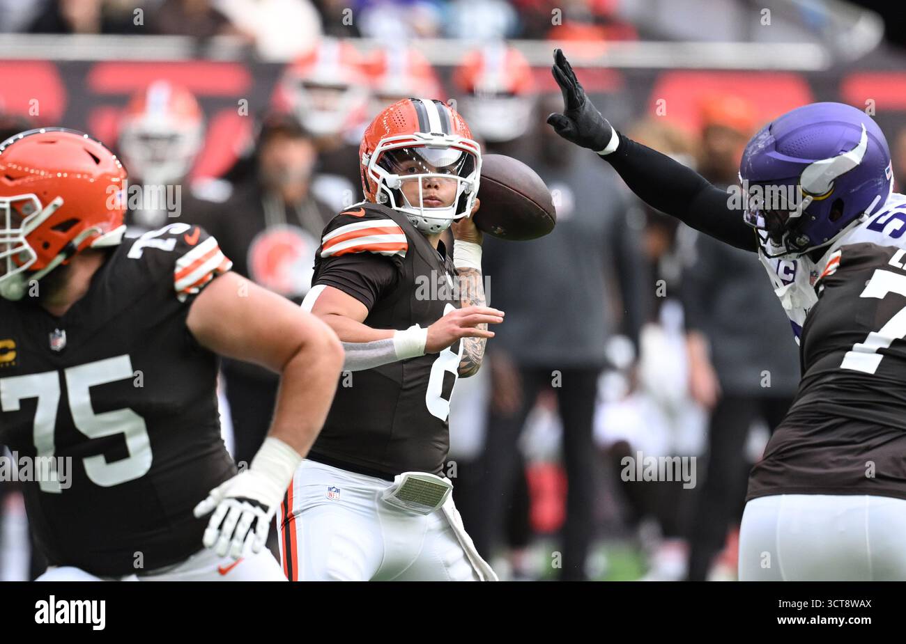 Cleveland Browns QB number 8 Dillon Gabriel, in action.. NFL ...