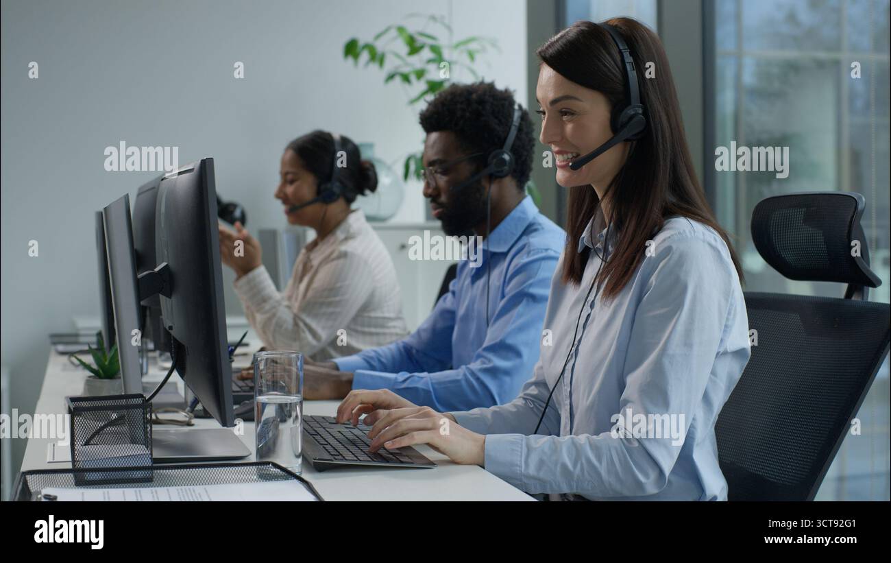 Callcenter success multiethnic operators hi-res stock photography and ...