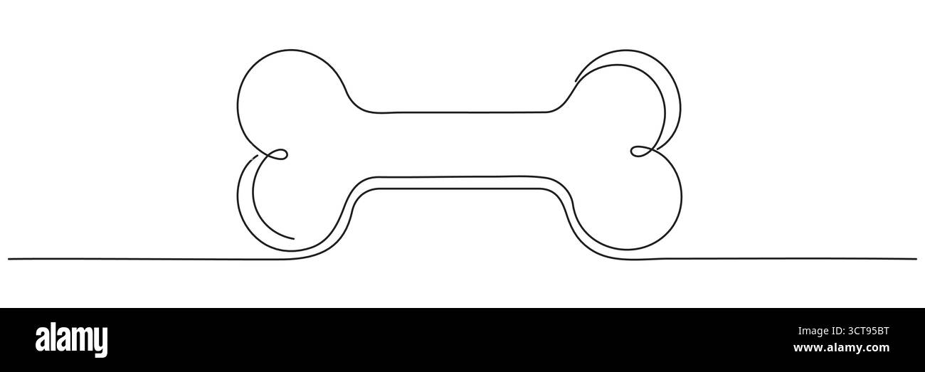 Continuous one line drawing of Bone vector illustration. Editable ...