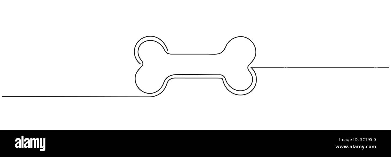 Continuous one line drawing of Bone vector illustration. Editable ...