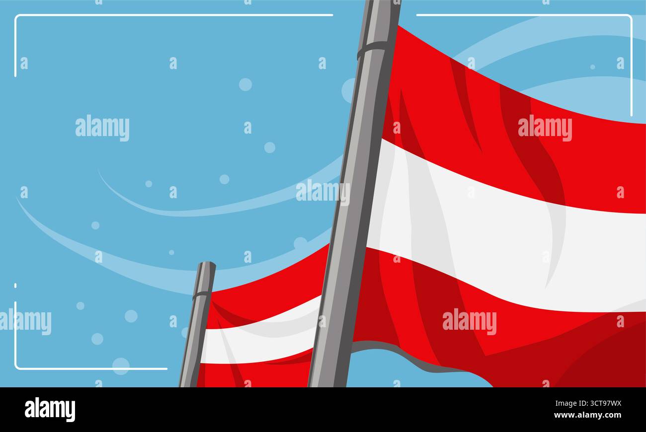 austrian flags waving blue sky background vector illustration Stock ...