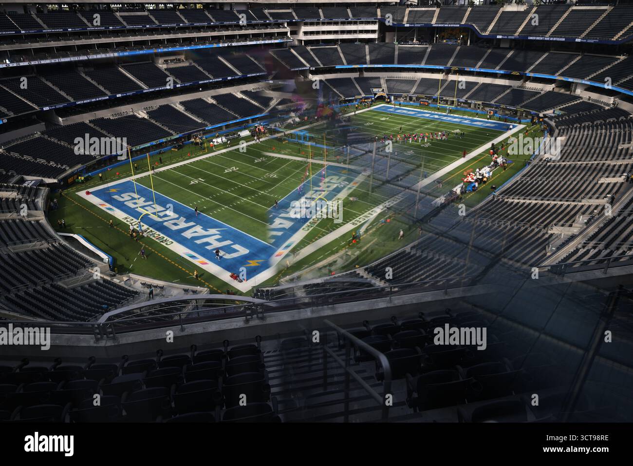 The SoFi Stadium field is shown before an NFL football game between the ...
