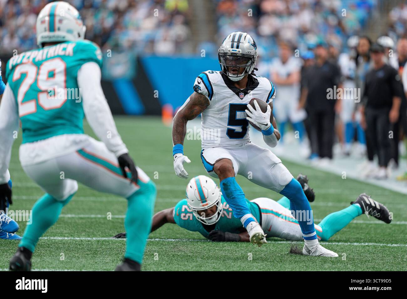 Carolina Panthers running back Rico Dowdle runs past Miami Dolphins ...