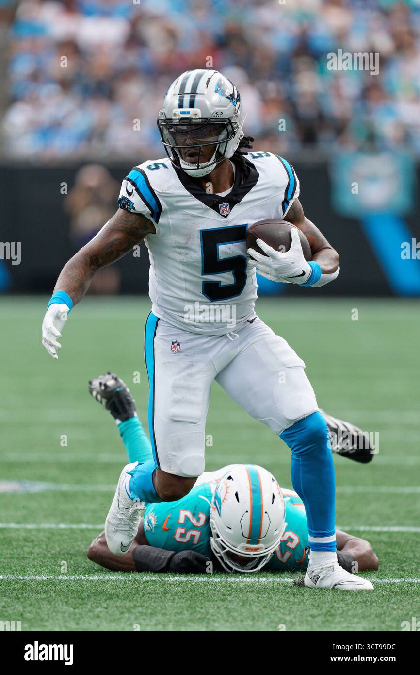 Carolina Panthers running back Rico Dowdle runs past Miami Dolphins ...