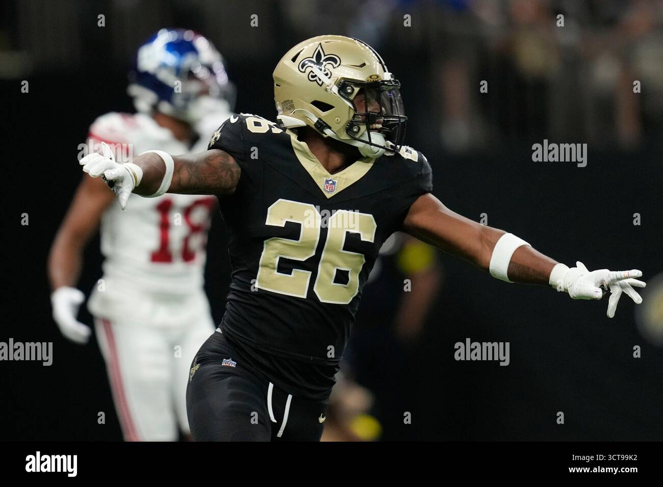 New Orleans Saints' Terrell Burgess celebrates a play against New York ...