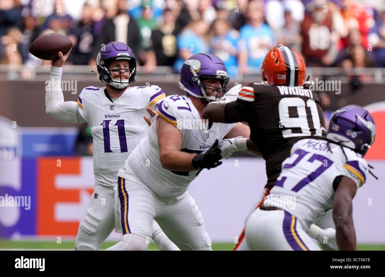 Minnesota Vikings' Carson Wentz (left) during the NFL International ...