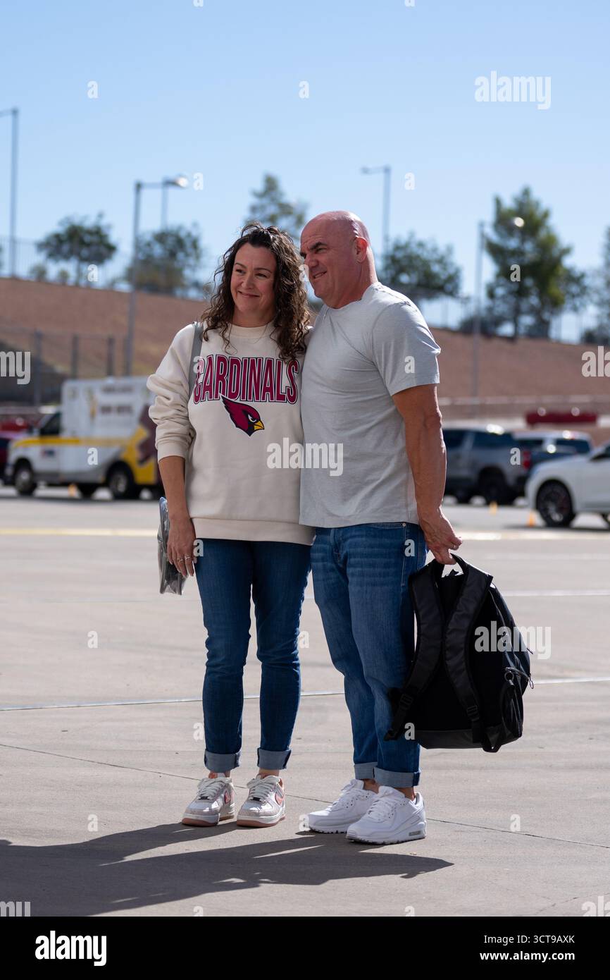 Arizona Cardinals assistant to the head coach Brandon Schwab, right ...