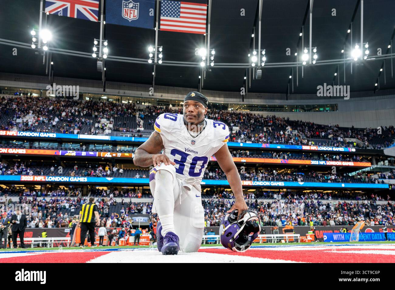 London, UK. 5 October 2025. C.J. Ham, Vikings Fullback, after the ...