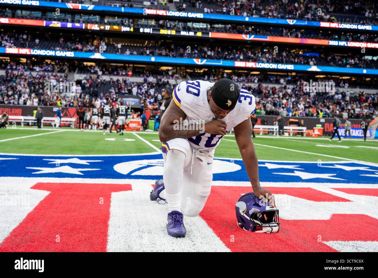 London, UK. 5 October 2025. C.J. Ham, Vikings Fullback, after the ...