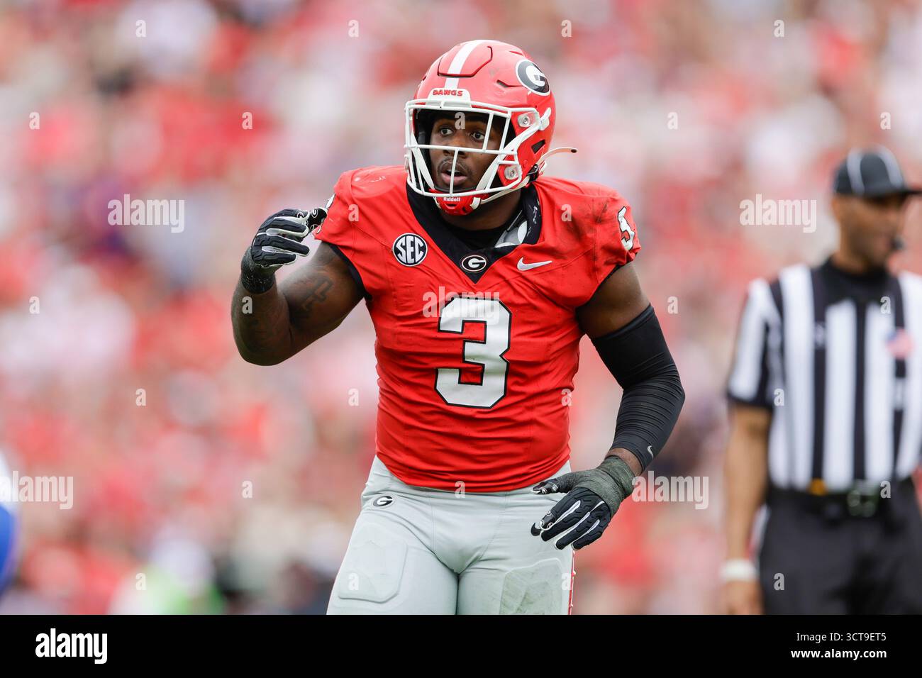 Georgia inside linebacker CJ Allen (3) defends during the first half of ...