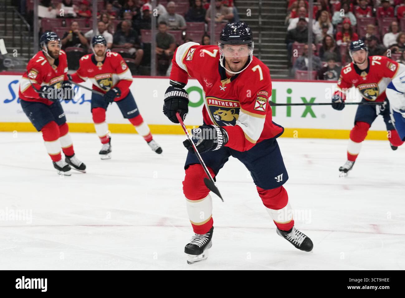 Florida Panthers defenseman Dmitry Kulikov (7) skates during the first ...