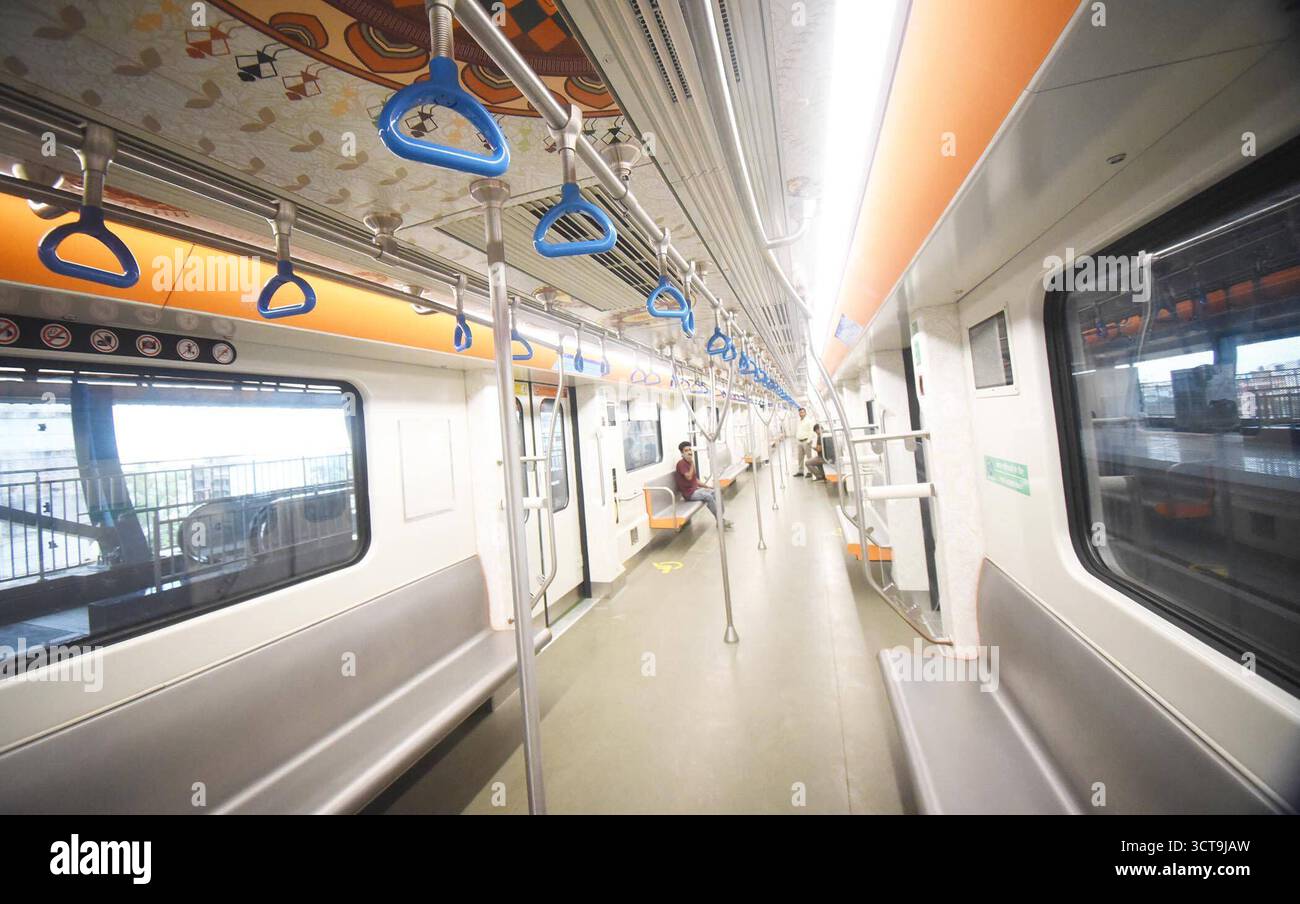 PATNA, INDIA - OCTOBER 5: Final preparation of Patna Metro Rail on the ...