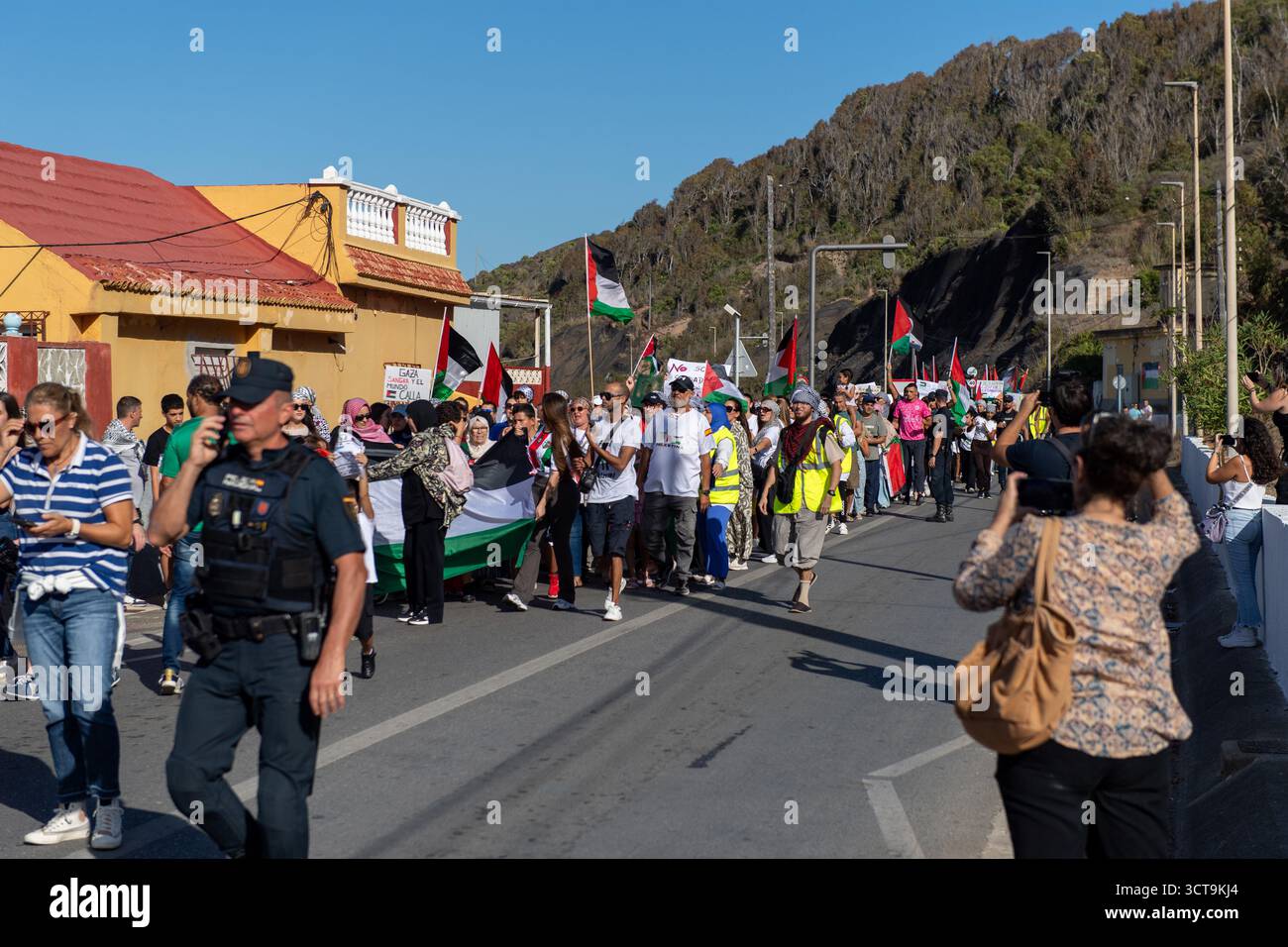 Dozens of people during a rally, on October 5, 2025, in Ceuta (Spain ...