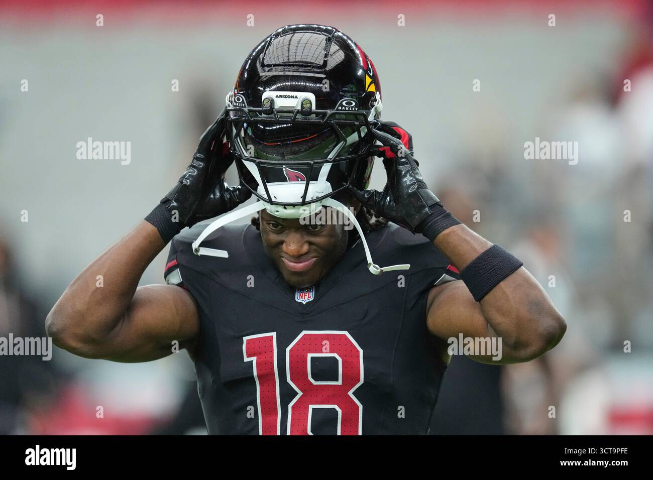 Arizona Cardinals wide receiver Marvin Harrison Jr. (18) warms up ...