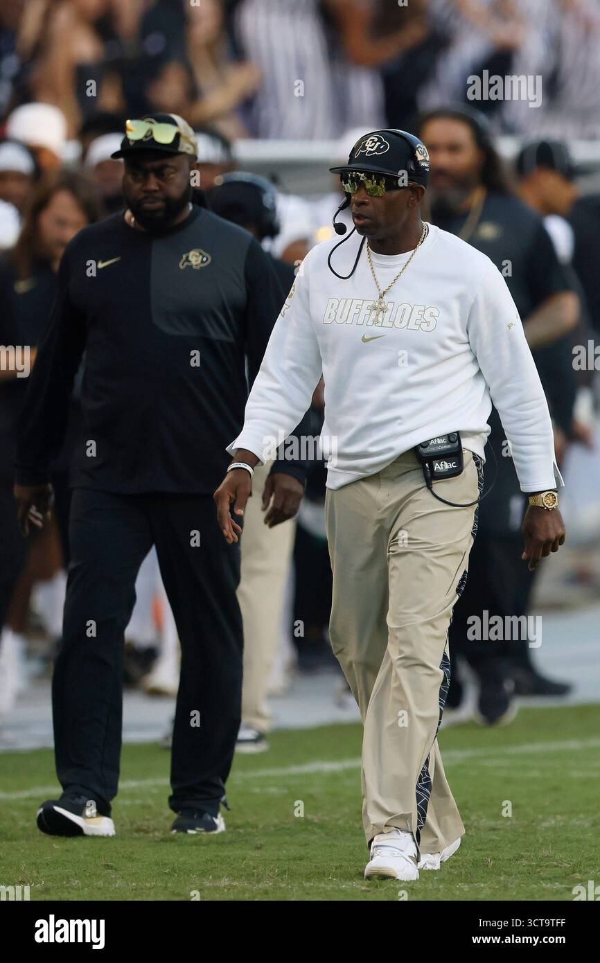 Colorado head coach Deion Sanders on the field before an NCAA football ...