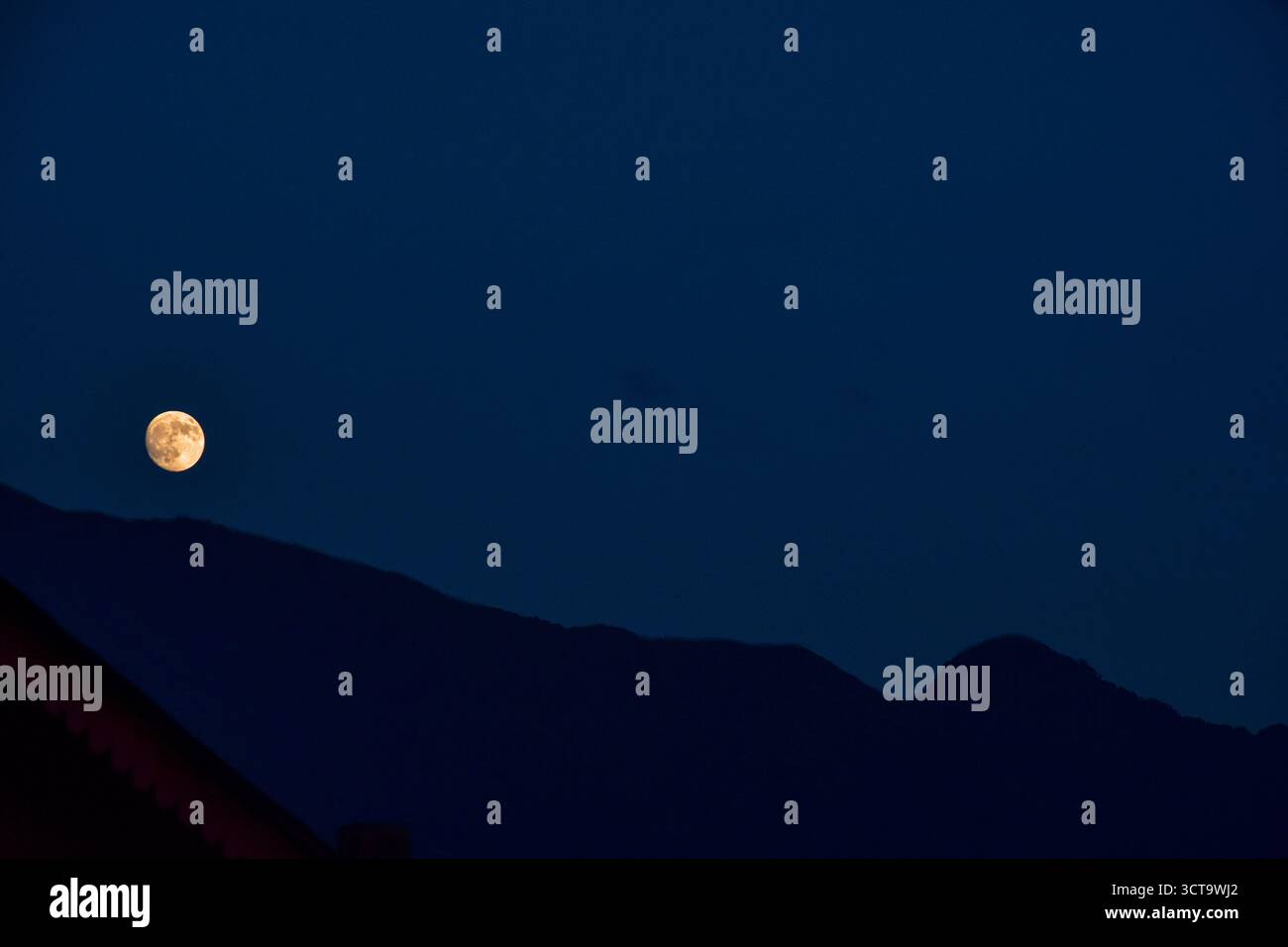 The full harvest moon also known as October moon rises over the ...