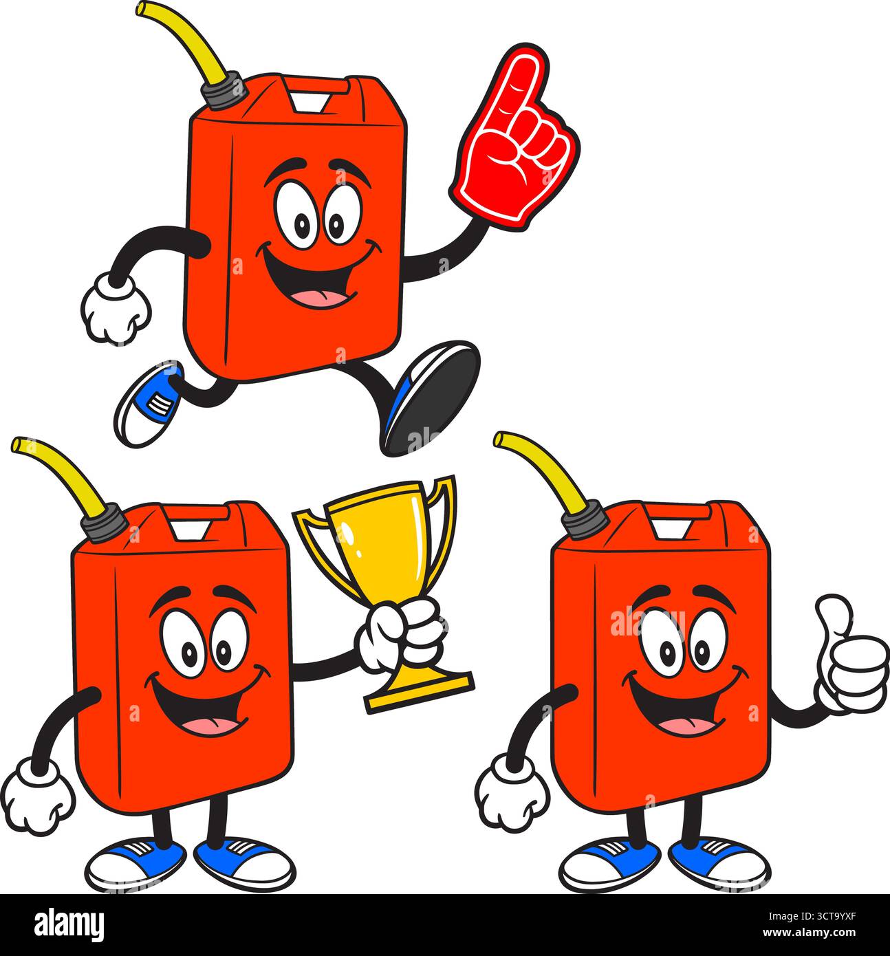 Gas Can Mascot Set 04, Hand Drawn illustrations of Gas Can Mascots in ...