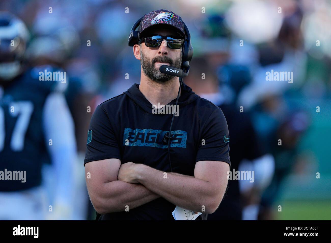 Philadelphia Eagles head coach Nick Sirianni watches action during the ...