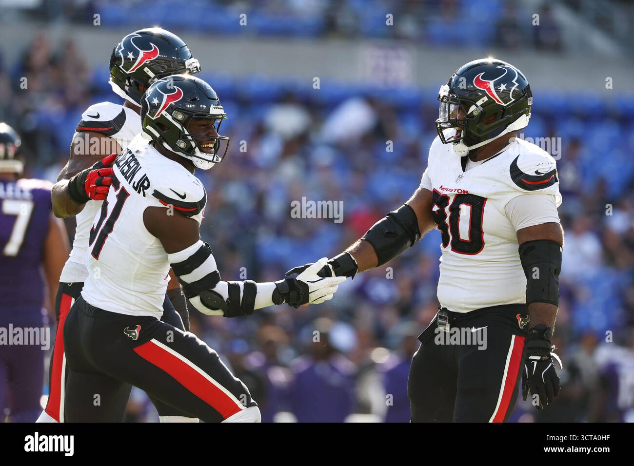 Houston Texans defensive end Will Anderson Jr. (51) celebrates a tackle ...