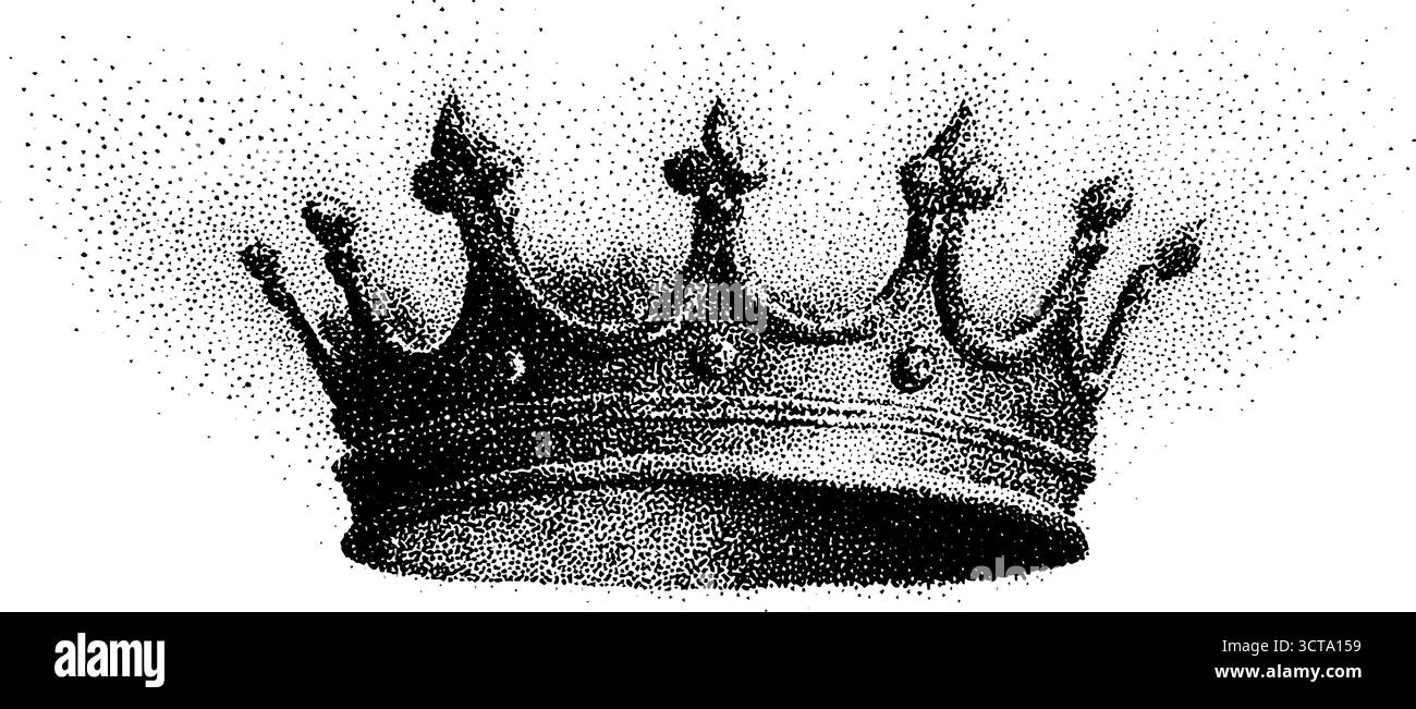Intricate dotwork stipple design of a broken crown for artistic ...