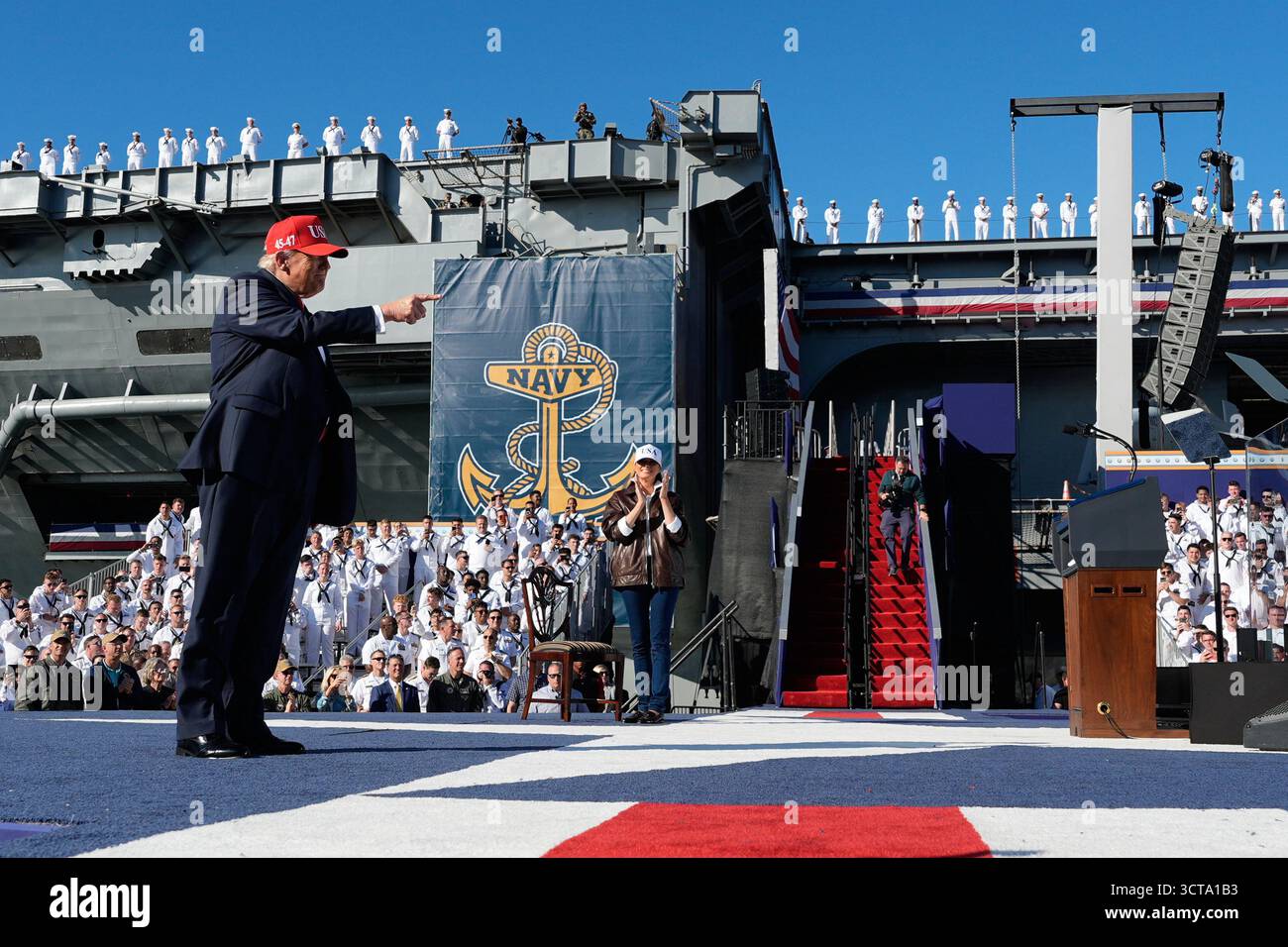 President Donald Trump arrives to speak during a celebration for the ...