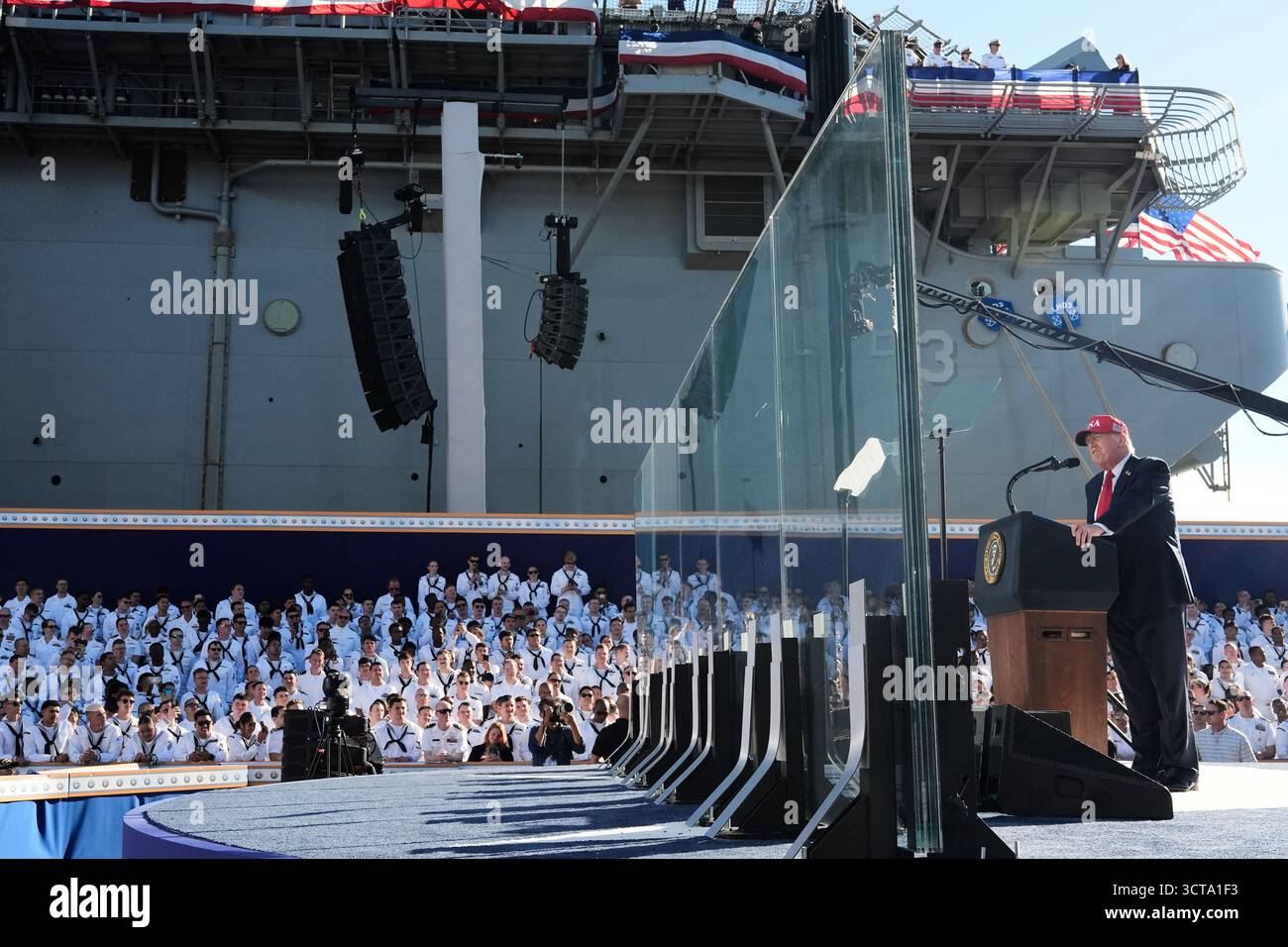 President Donald Trump speaks during a celebration for the 250th ...