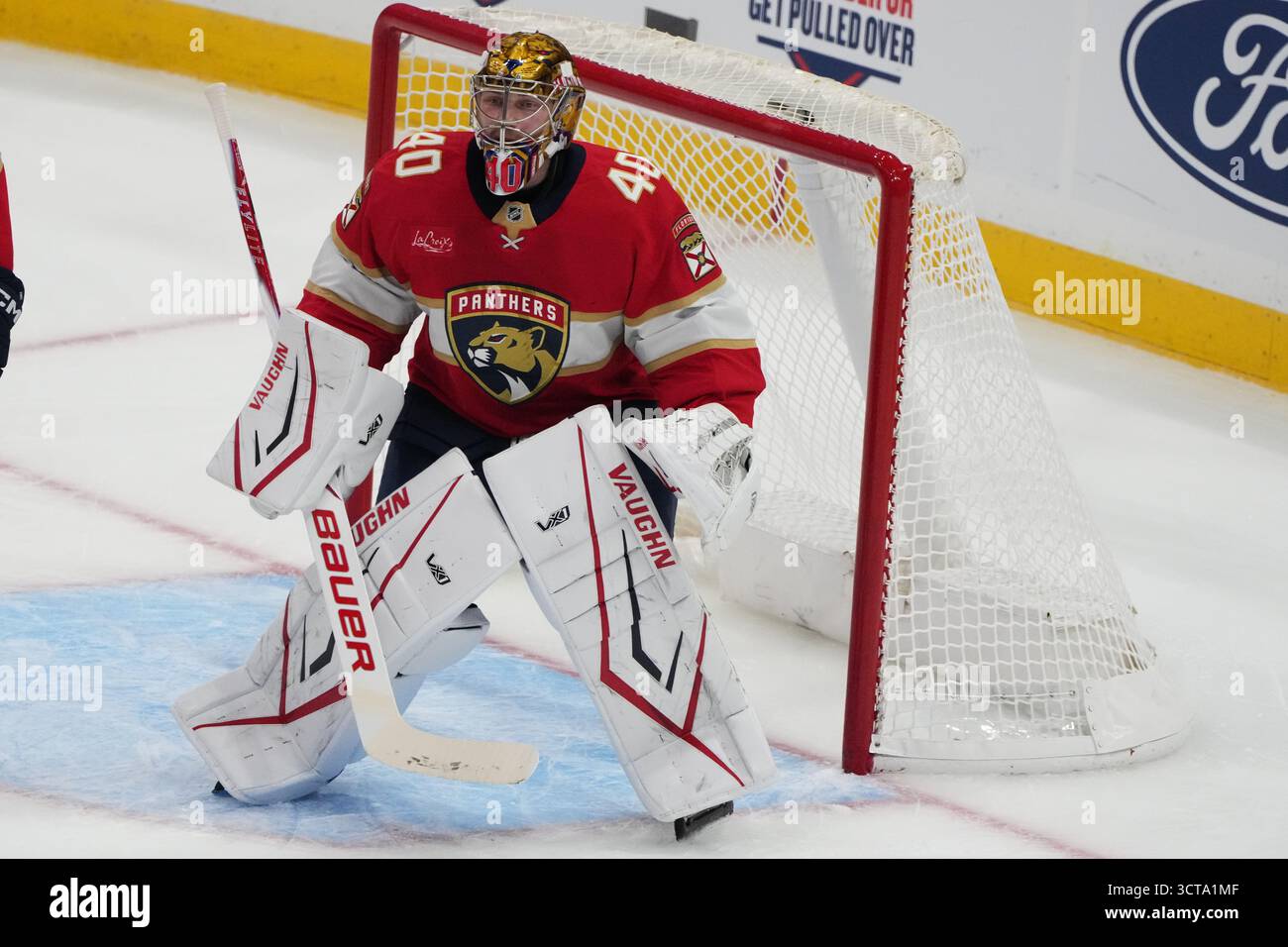 Florida Panthers goaltender Daniil Tarasov (40) defends the goal during ...