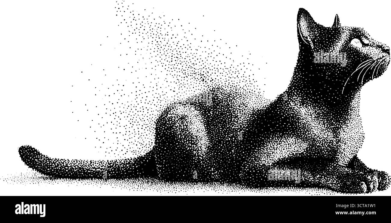 Elegant cat in detailed stipple and dotwork art - perfect for design ...