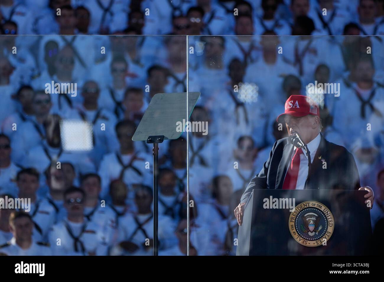 President Donald Trump speaks during a celebration for the 250th ...