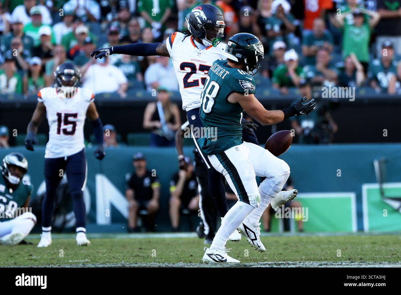 Denver Broncos wide receiver Pat Bryant (23) knocks the ball away from ...