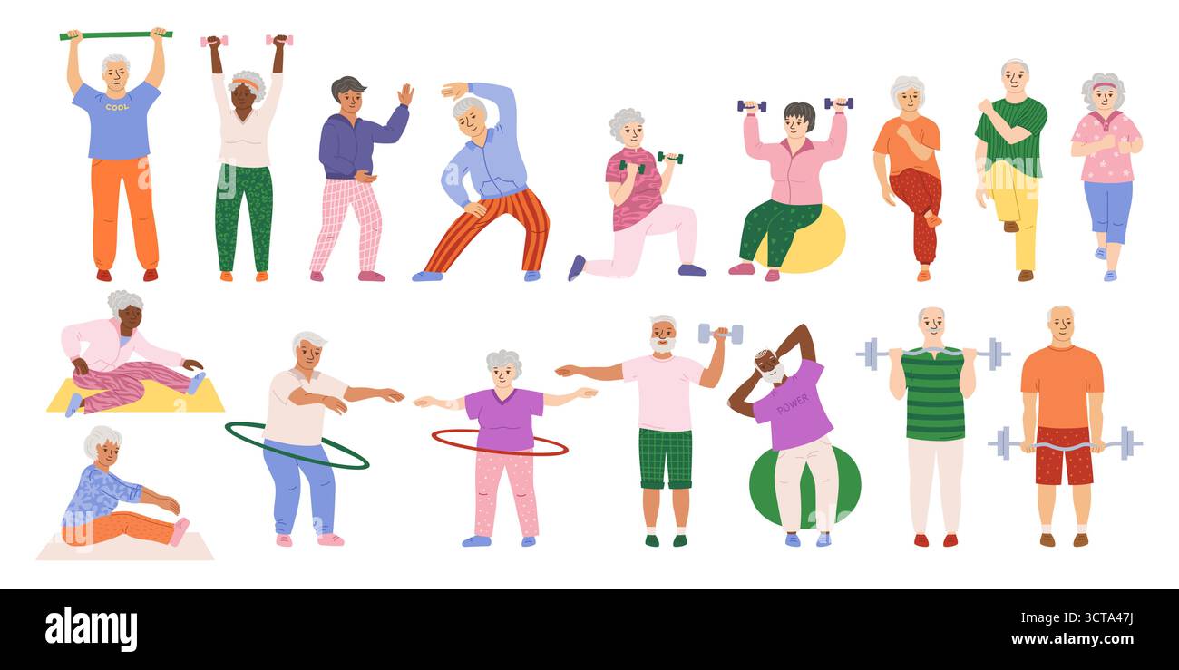 Man old women workout class Stock Vector Images - Alamy