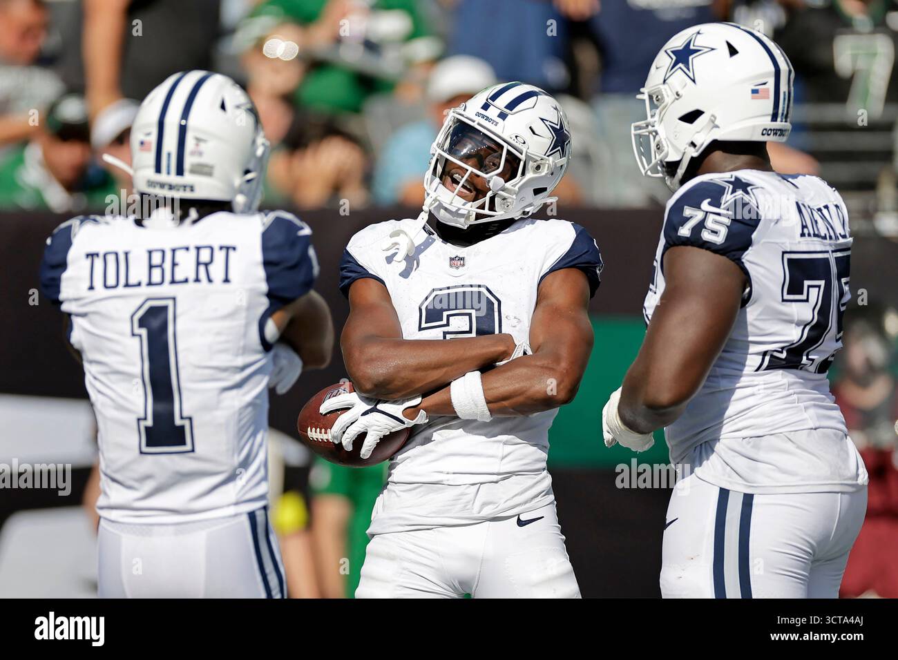 Dallas Cowboys wide receiver George Pickens (3) celebrates with ...