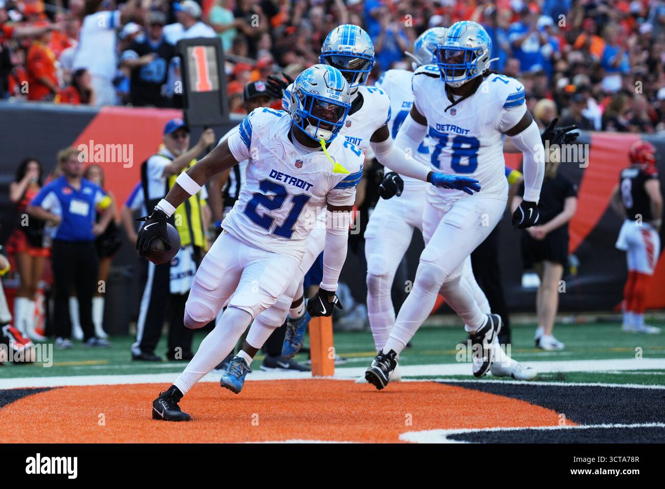 Detroit Lions cornerback Amik Robertson (21) reacts after his ...
