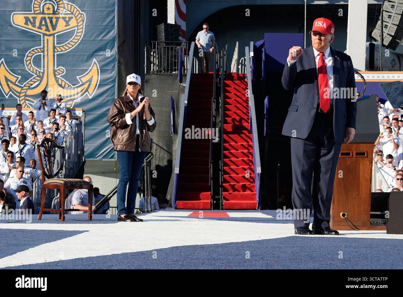 President Donald Trump and first lady Melania Trump arrive at a ...