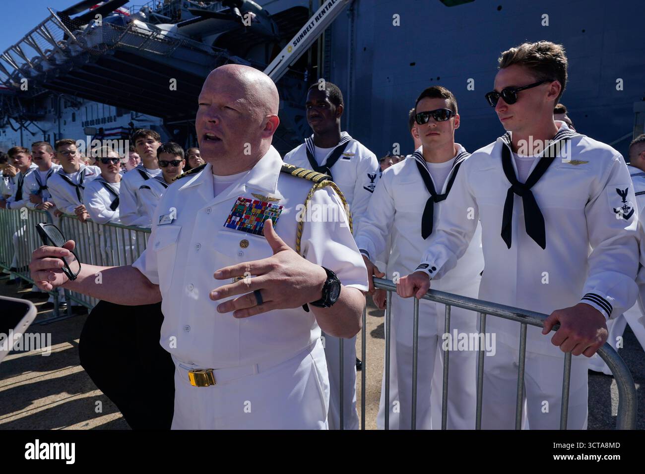 Capt. Chris Hill, Chief of Staff for Naval Air Force Atlantic, speaks ...