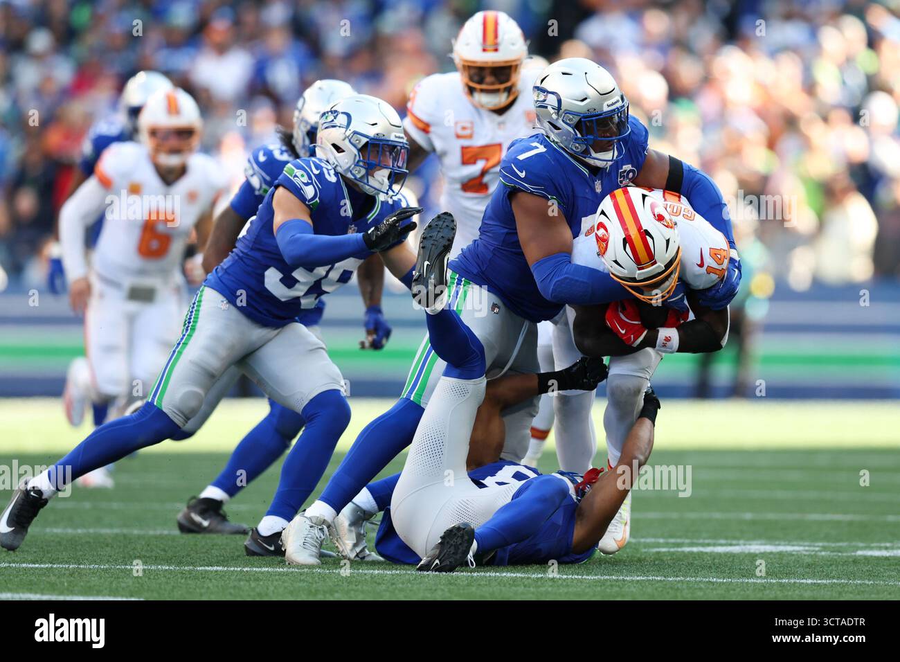 Tampa Bay Buccaneers wide receiver Chris Godwin Jr. (14) is tackled by ...