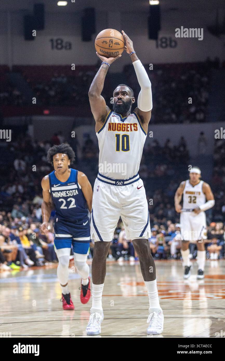 Denver Nuggets forward Tim Hardaway Jr. (10) takes a free throw during the first half of a ...