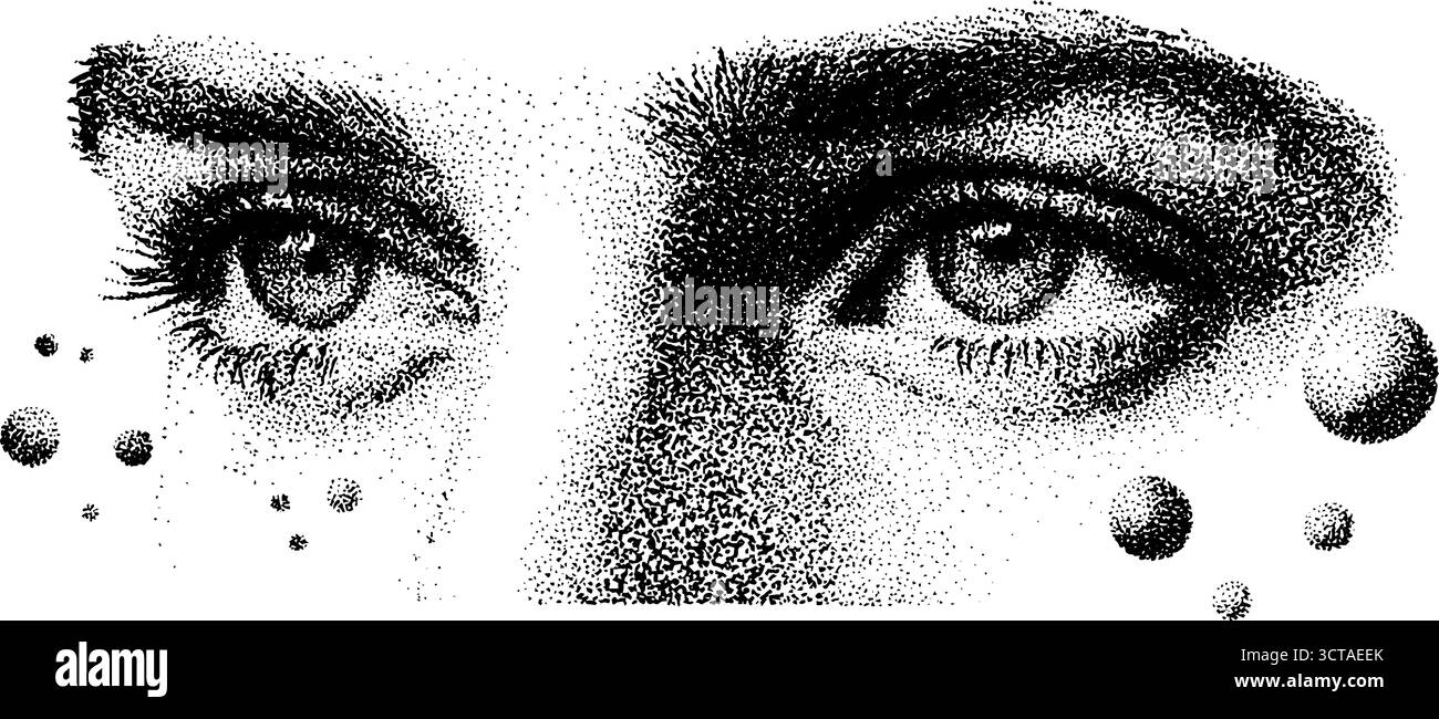 Intricate dotwork stippling art of human eyes for elegant design ...
