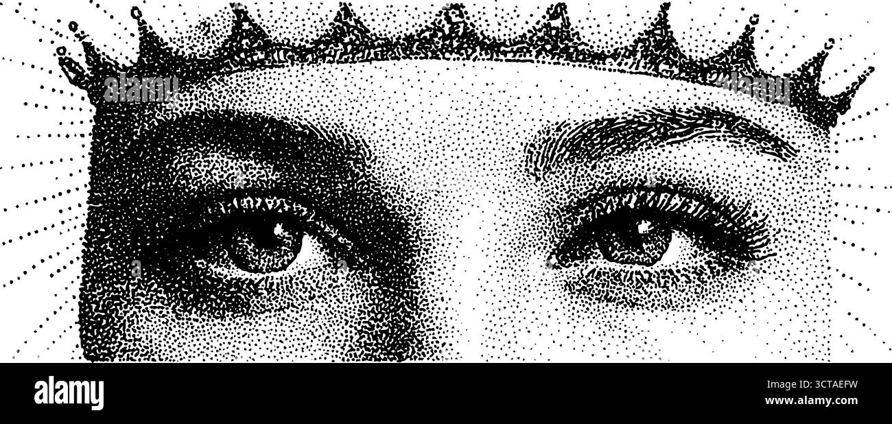 Intricate dotwork stipple art of eyes with crown elements Stock Vector ...