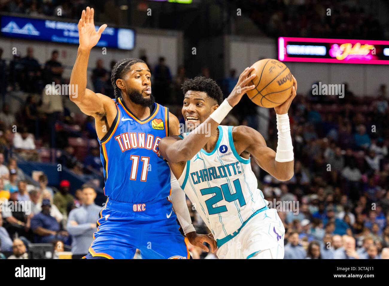 Charlotte Hornets guard Brandon Miller (24) drives around Oklahoma City ...