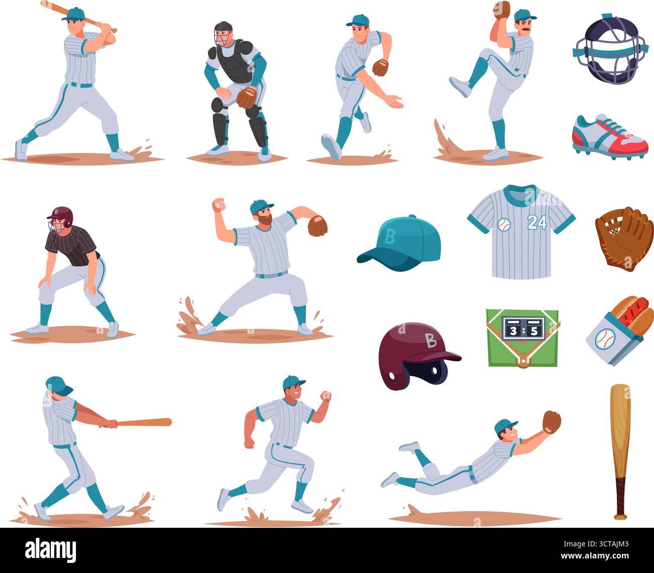 Baseball equipment. Sport professional items for baseball players exact ...