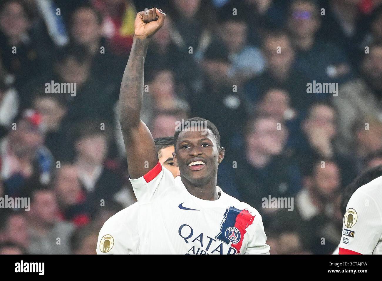 Nuno MENDES of PSG celebrates his goal during the French championship ...