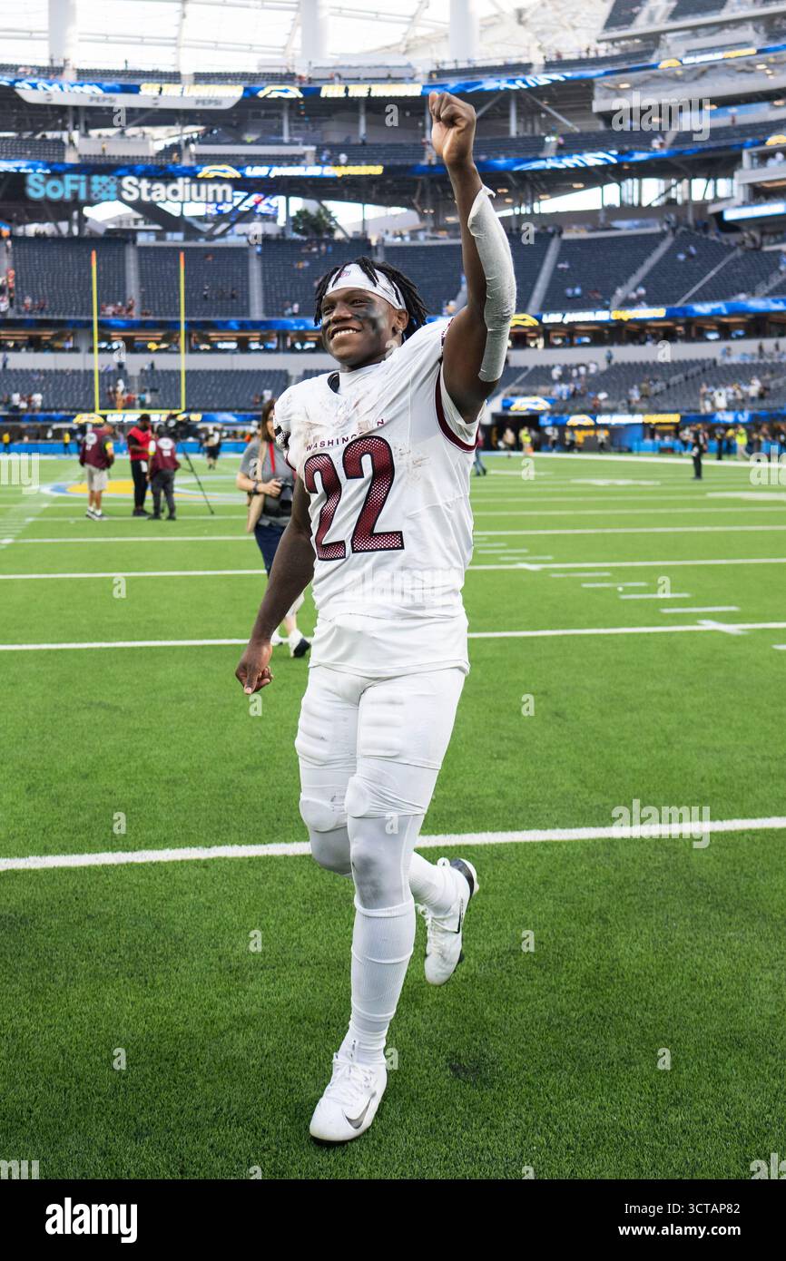 Washington Commanders running back Jacory Croskey-Merritt (22) walks ...