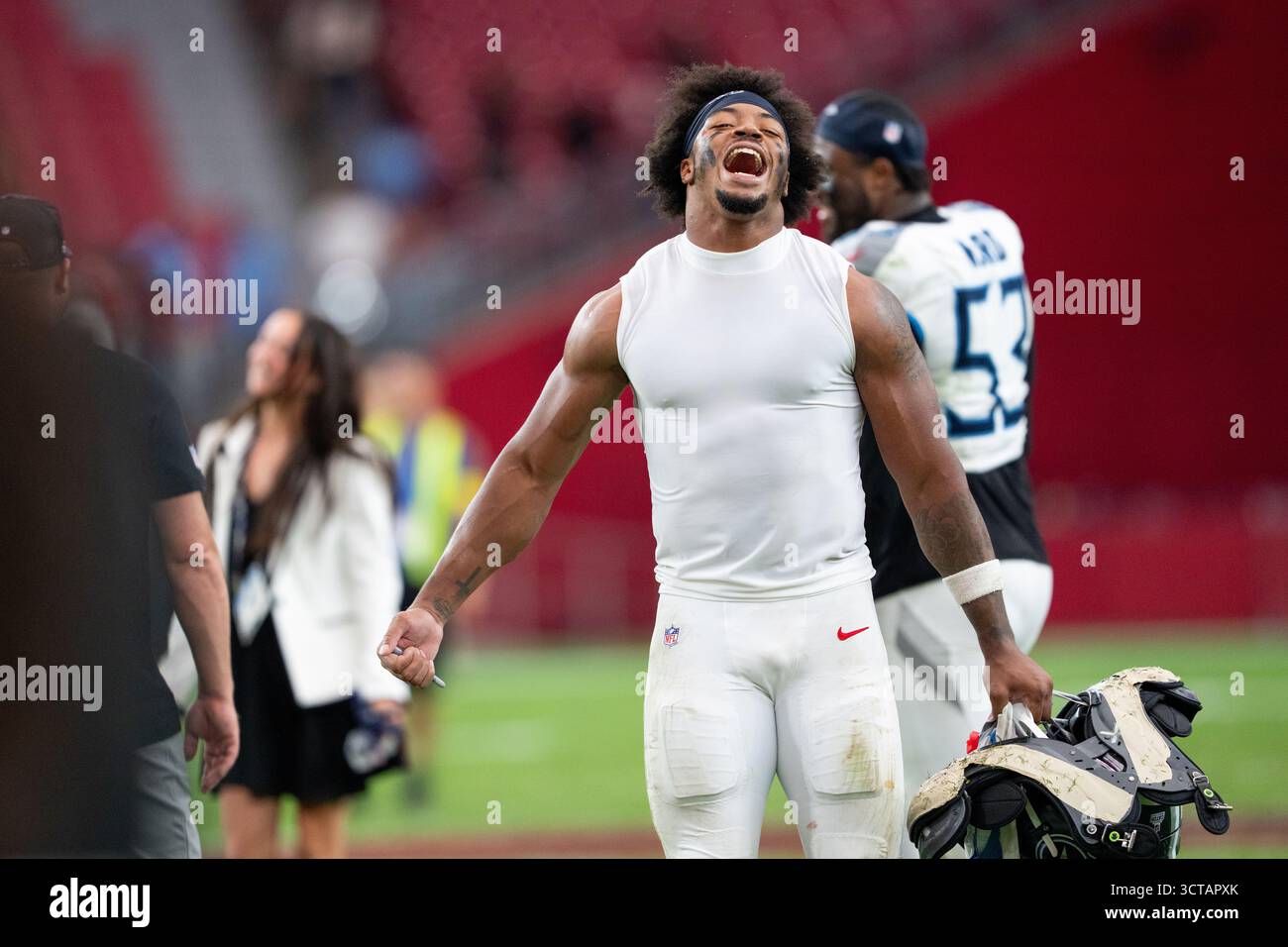Tennessee Titans linebacker Cedric Gray celebrates after an NFL ...