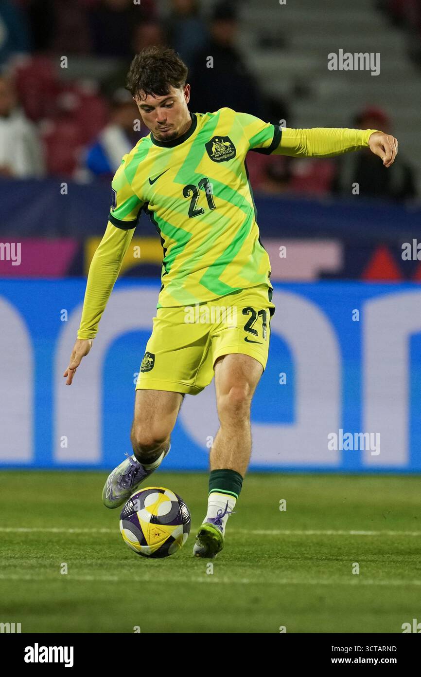 Australia's James Overy during a FIFA U-20 World Cup Group D soccer match against Cuba at ...