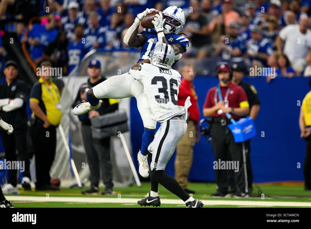 Indianapolis Colts wide receiver Ashton Dulin (16) catches a pass over ...