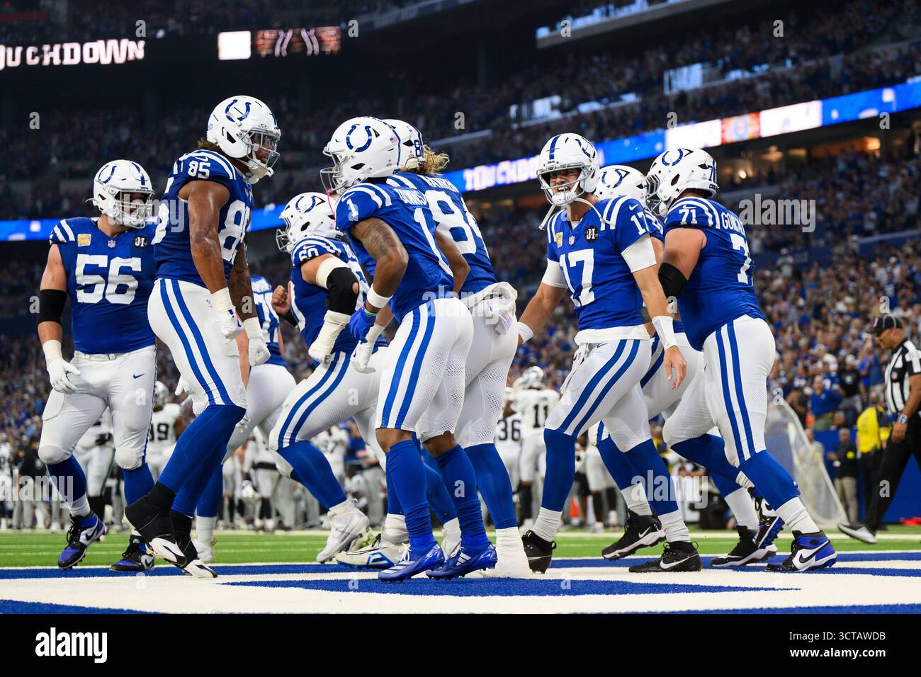 Indianapolis Colts quarterback Daniel Jones (17) celebrates on the ...